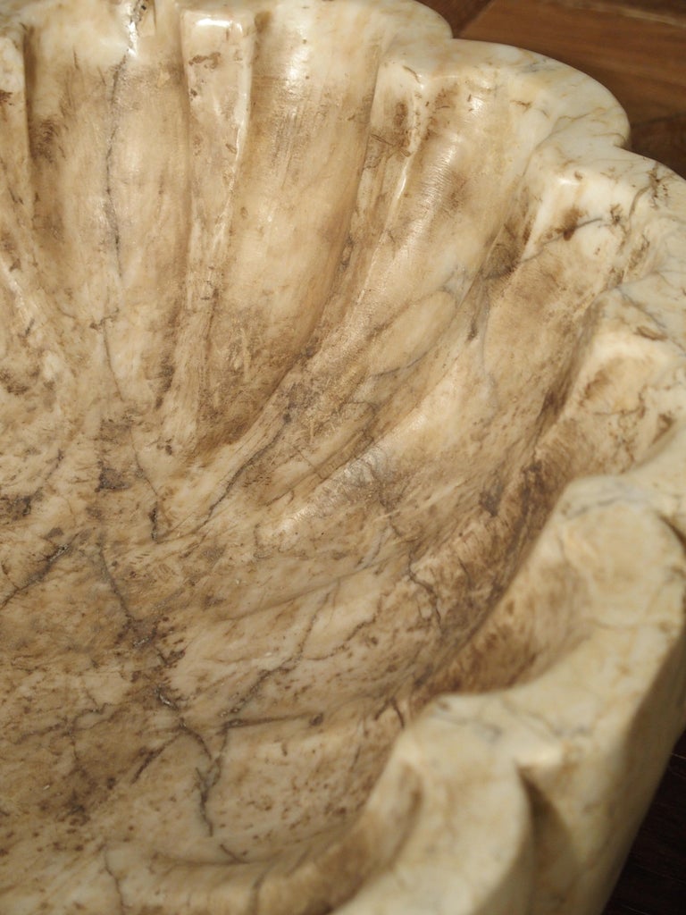 Carved Italian Breccia Marble Shell Form Sink at 1stDibs