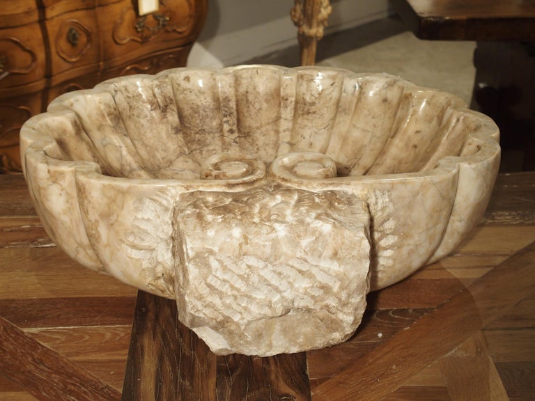 Carved Italian Breccia Marble Shell Form Sink at 1stDibs