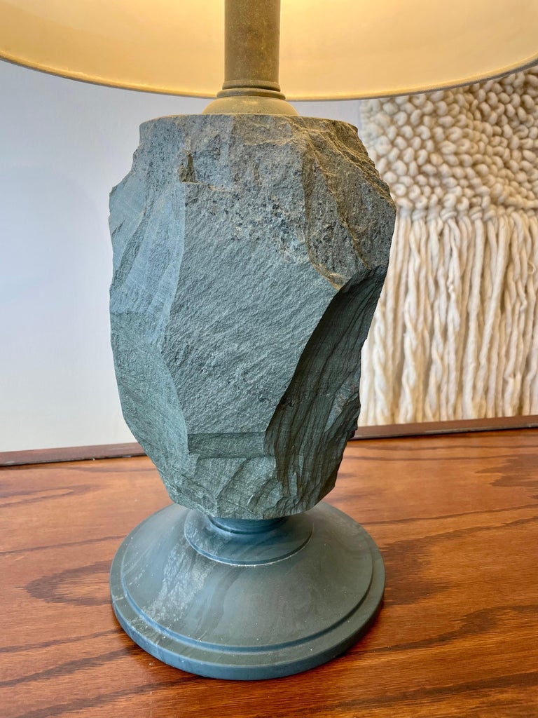 Solid Carved Italian Green Marble Table Lamp For Sale at 1stDibs