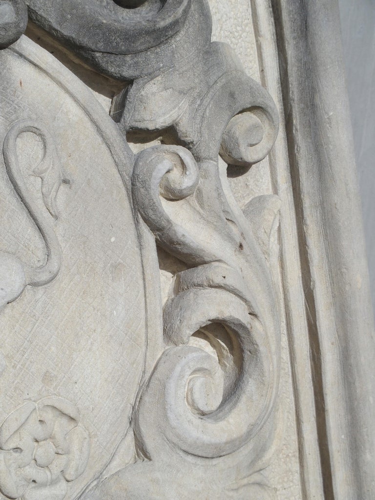 Carved Italian Limestone Plaque with Rampant Lion at 1stDibs