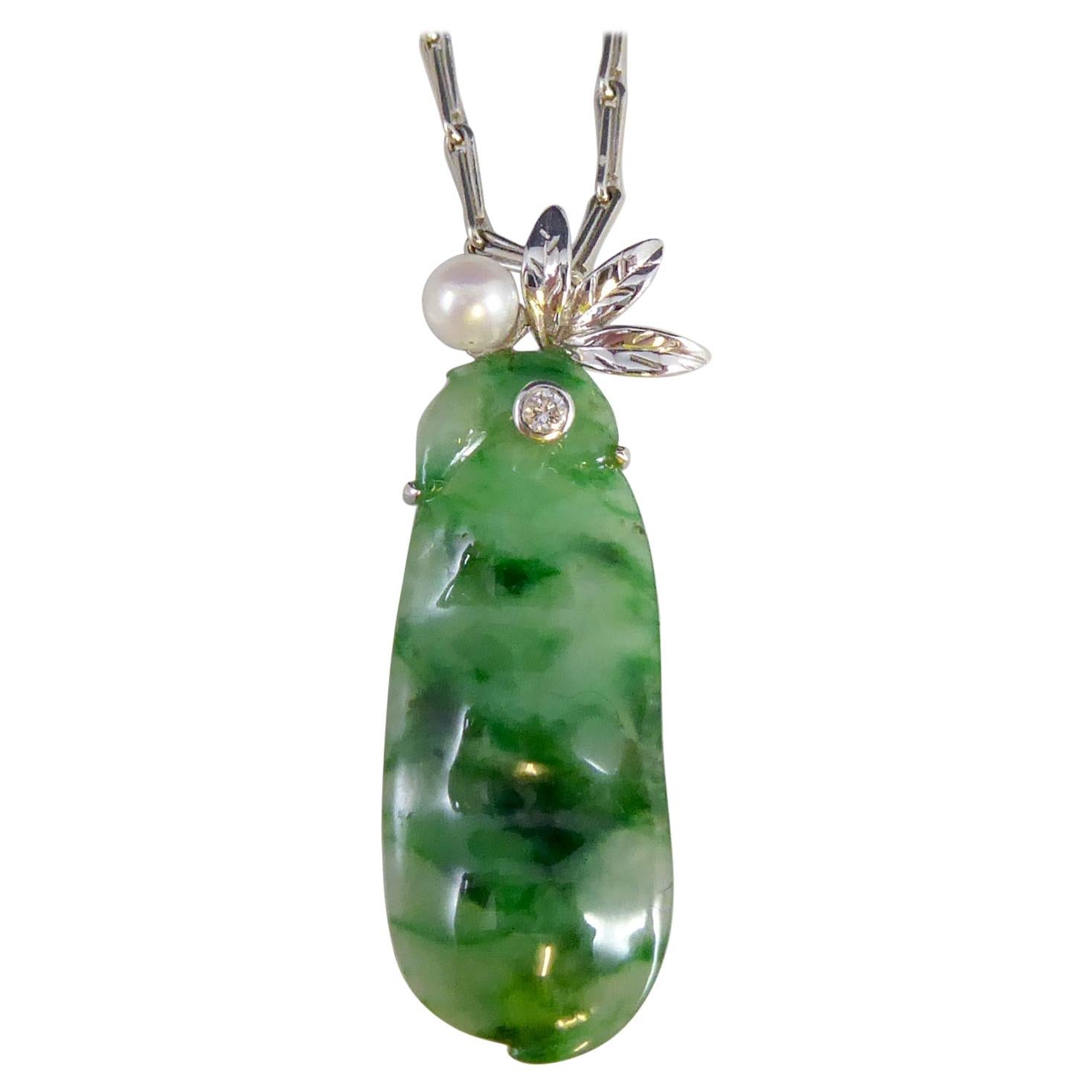 Carved Jade Pendant on Chain For Sale at 1stDibs | carved jade pendants