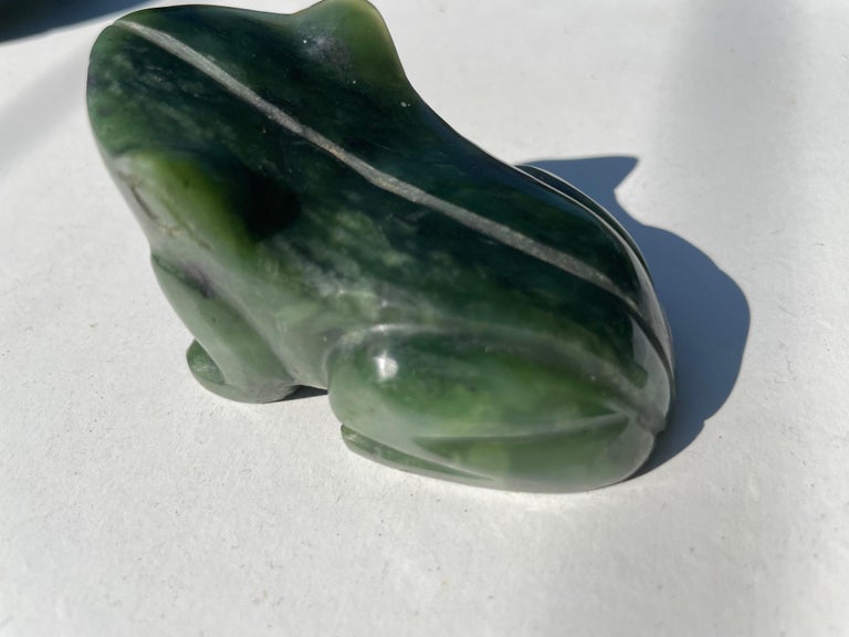 Carved Jade Sculpture of a Frog, in Spinach Color, China 20th Century ...