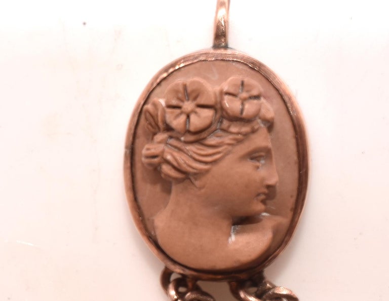 Carved Lava Cameo Earrings of Flora in the NeoClassical Tradition at ...