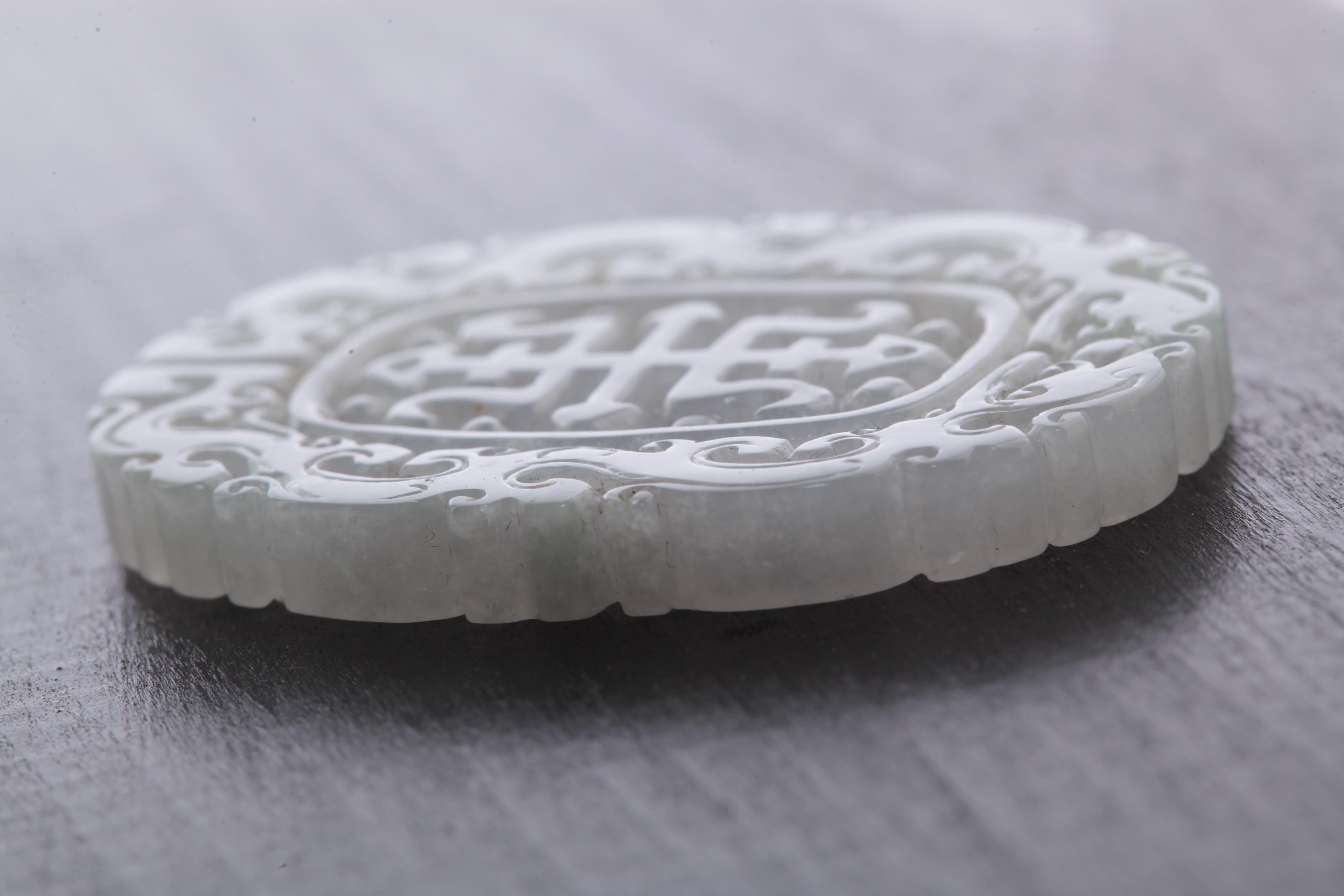 Carved Lavender Pendant Jade Natural Jadeite Statue Symbolic Deco Asian ...