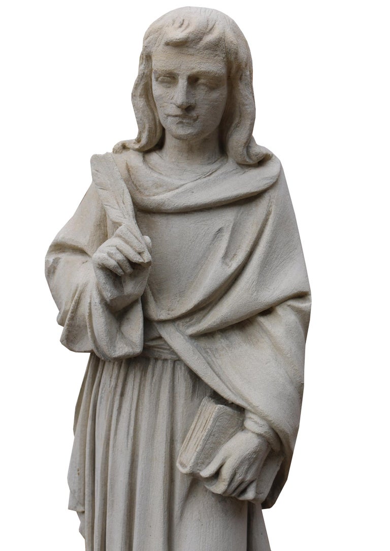 Carved Limestone Statue of a Scholar For Sale at 1stDibs