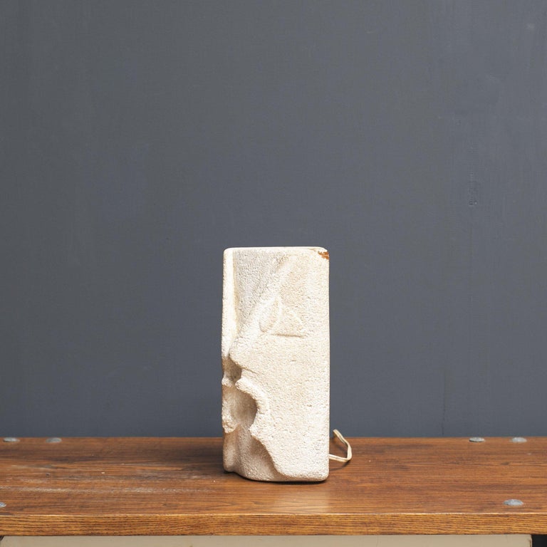 Carved Limestone Table Lamp by Albert Tormos For Sale at 1stDibs