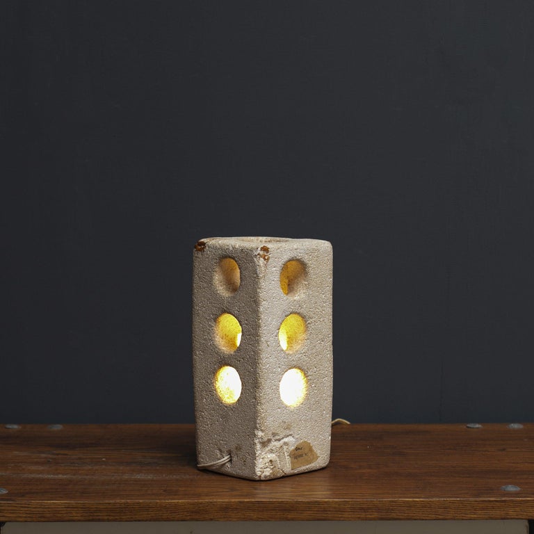 Carved Limestone Table Lamp by Albert Tormos For Sale at 1stDibs