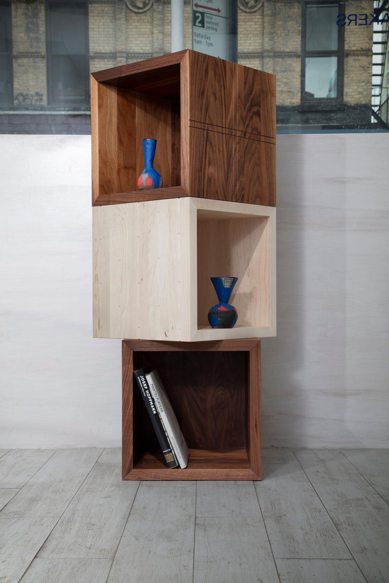 Carved Lines Wooden Cube, Maple Dashes For Sale at 1stDibs