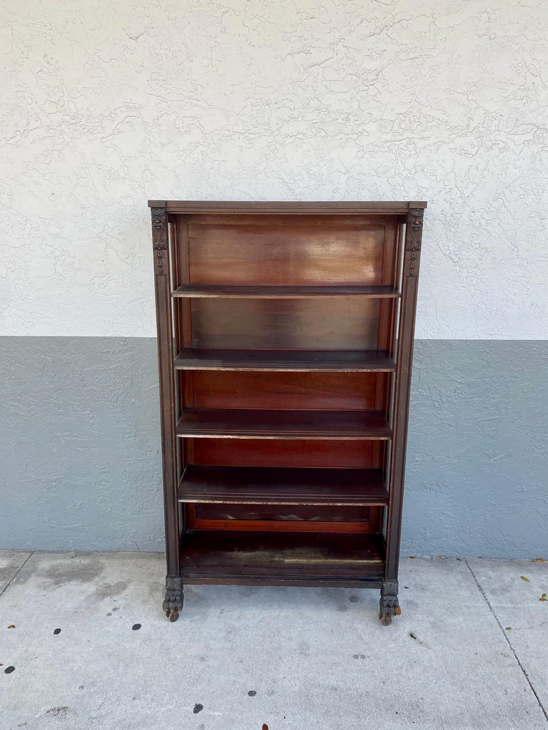 Carved Lion Paws Bookcase Display Cabinet For Sale at 1stDibs