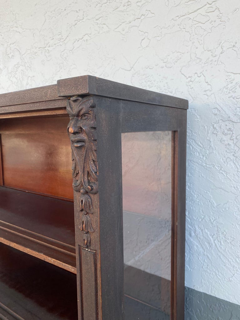 Carved Lion Paws Bookcase Display Cabinet For Sale at 1stDibs