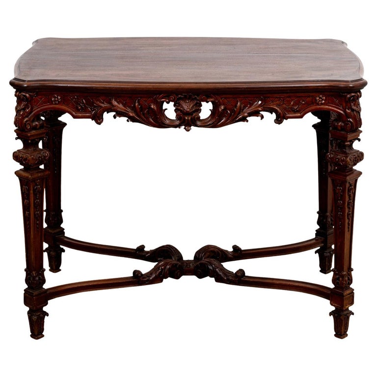 Carved Mahogany Center Table For Sale at 1stDibs