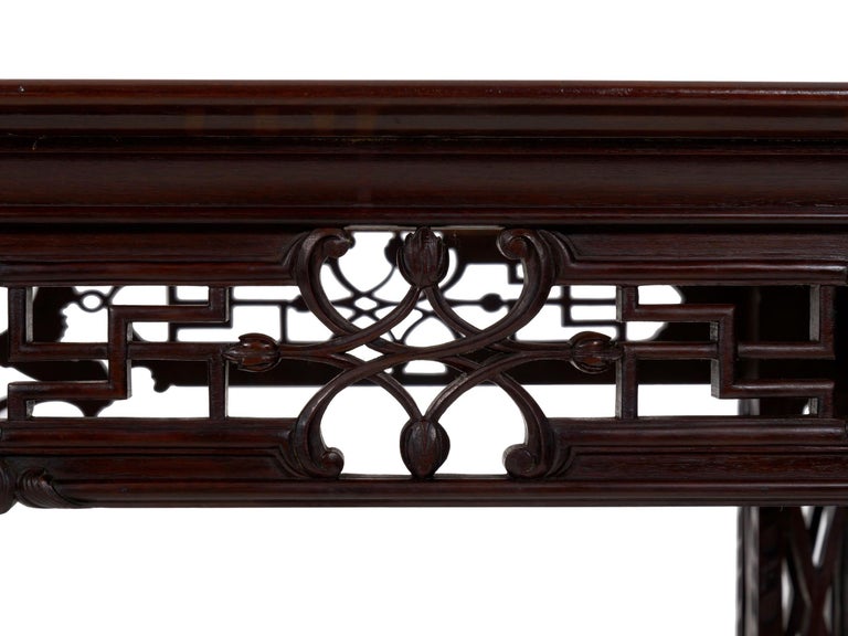 Carved Mahogany English Antique Library Console Table For Sale at 1stDibs
