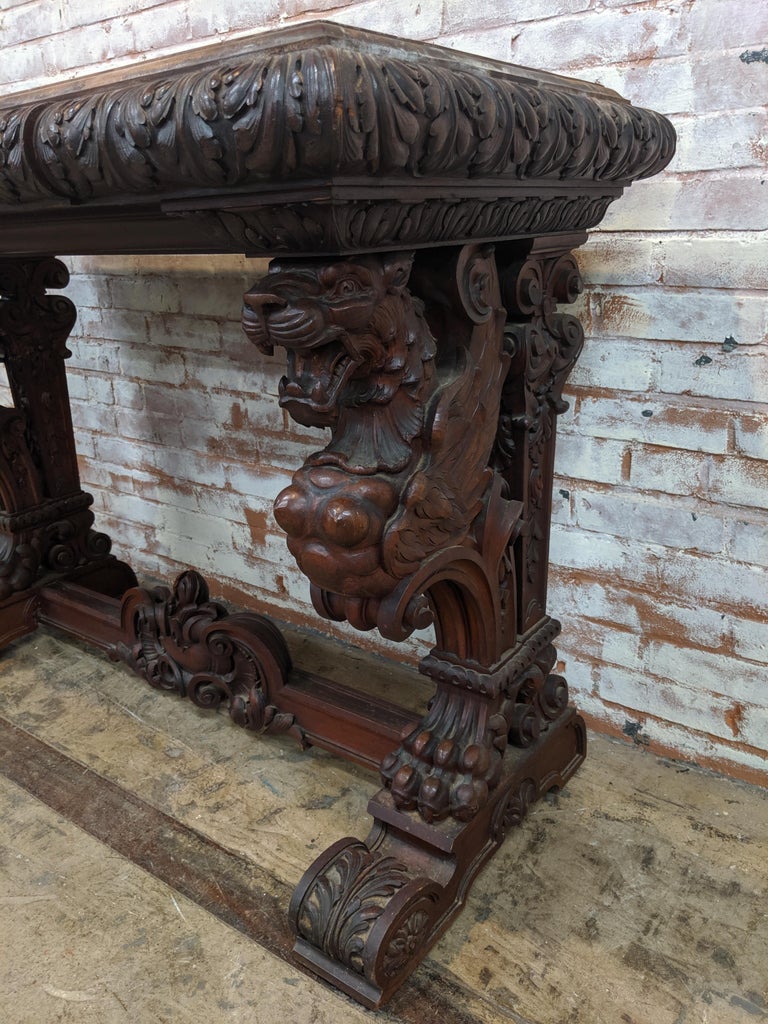 Carved Mahogany Griffin Console at 1stDibs