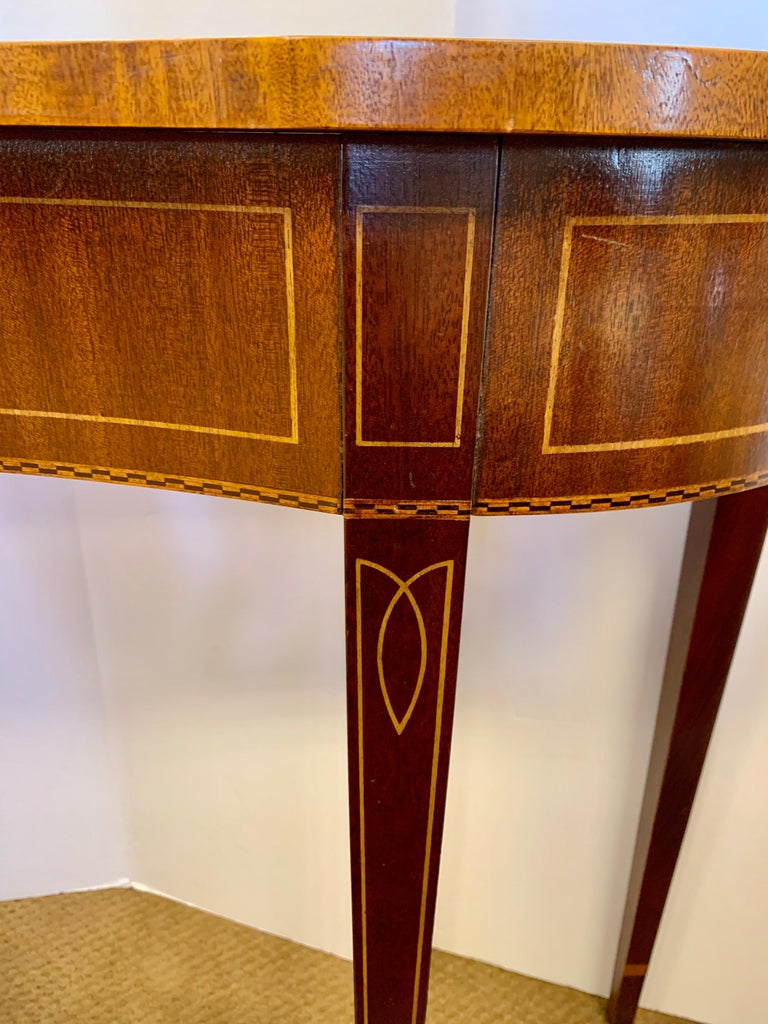 Curved Mahogany Inlay Console Table Smaller Scale at 1stDibs