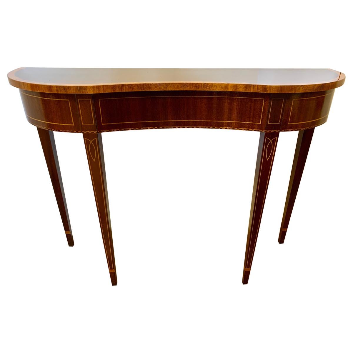 Curved Mahogany Inlay Console Table Smaller Scale at 1stDibs