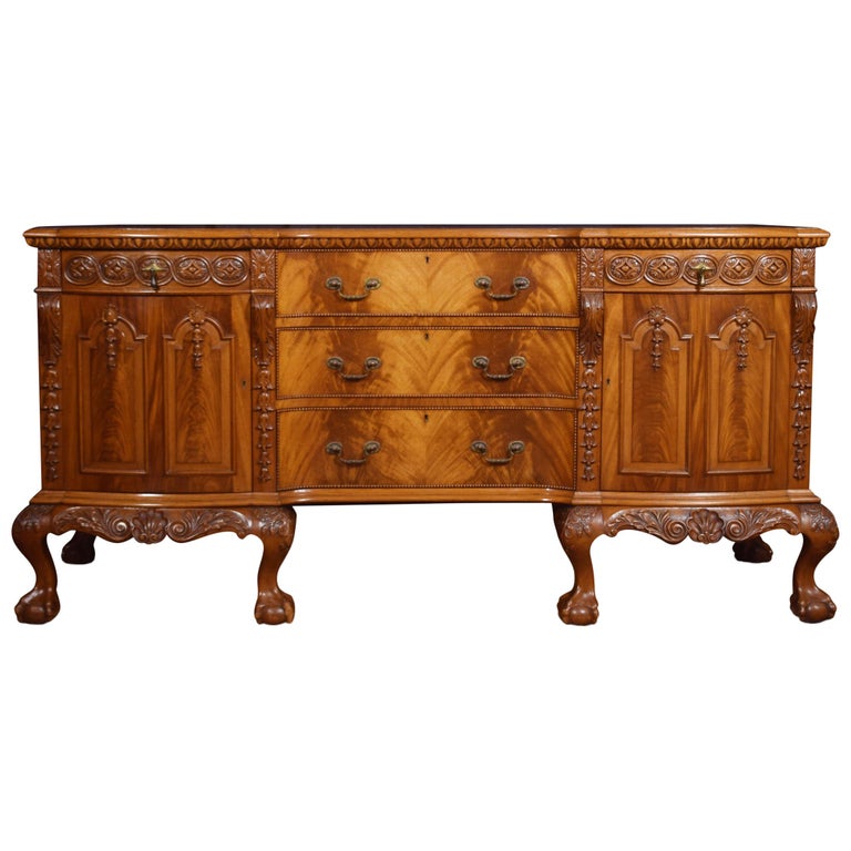 Carved Mahogany Inverted Break Front Sideboard at 1stDibs