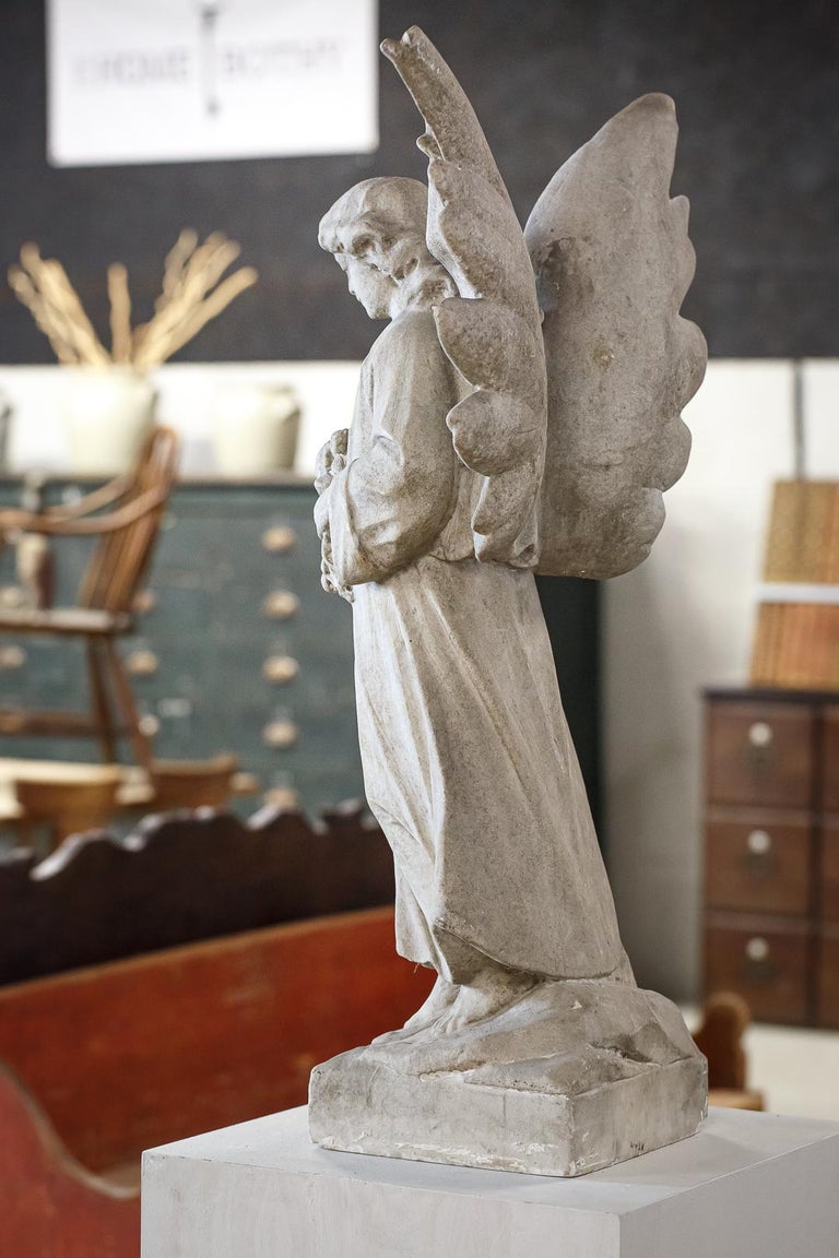Carved Marble Angel with Outstretched Wings at 1stDibs