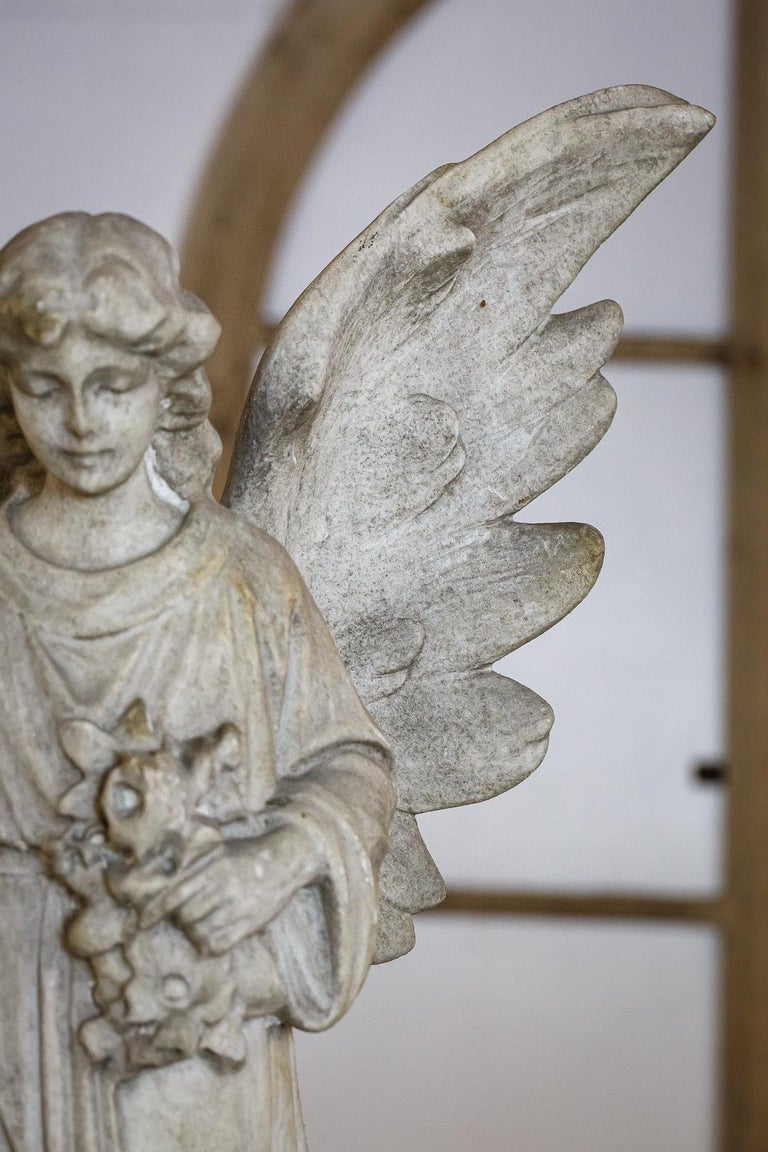 Carved Marble Angel with Outstretched Wings at 1stDibs