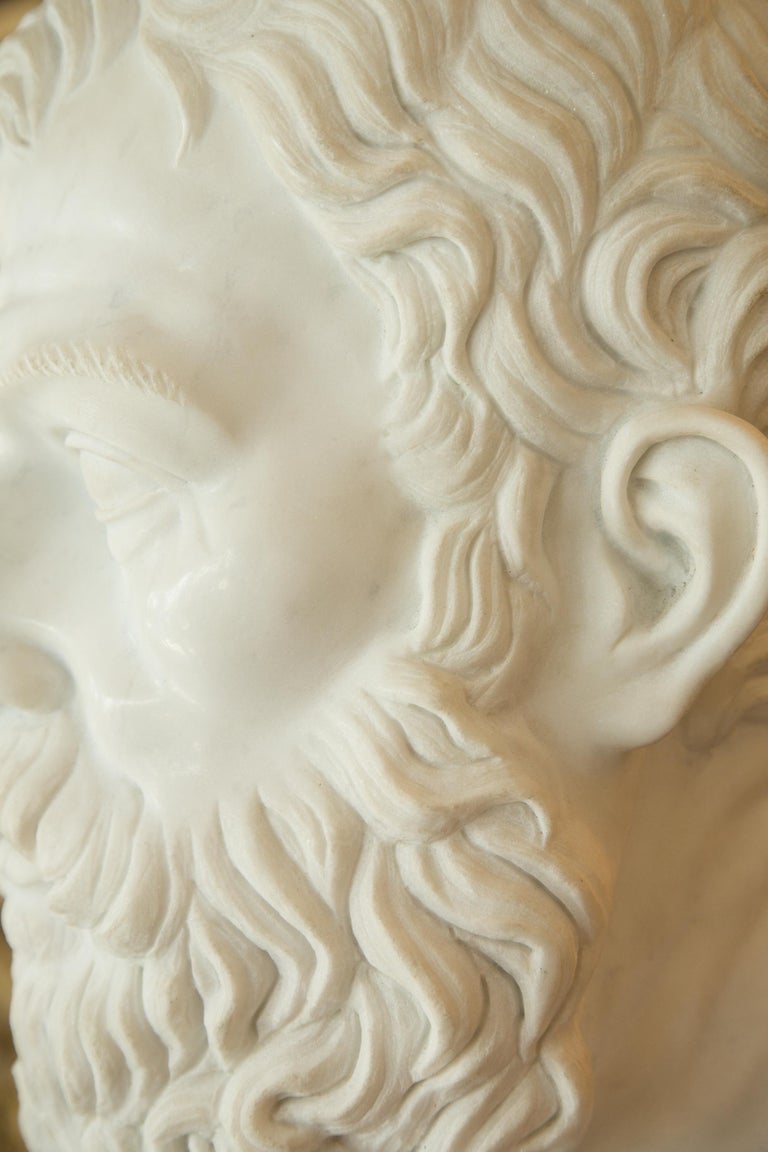 Carved Marble Bust of a Greco-Roman Figure with Large Marble Pedestal ...