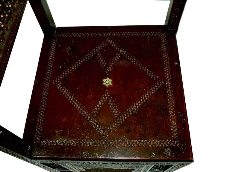 Carved Moroccan Corner Chair For Sale at 1stDibs