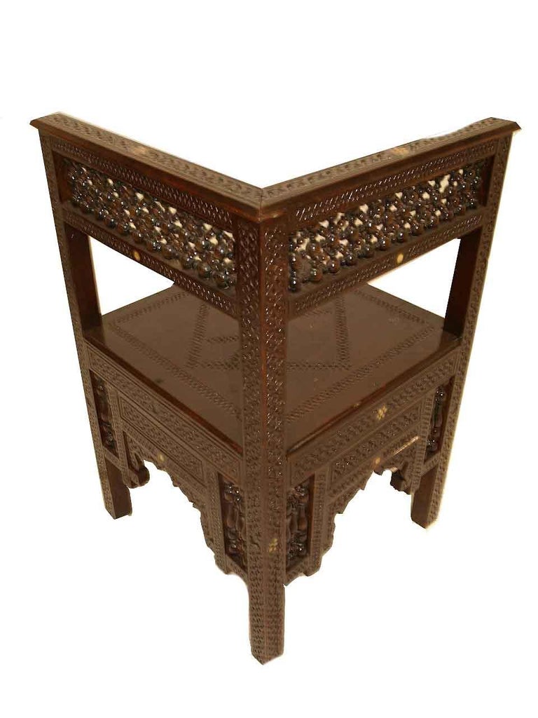 Carved Moroccan Corner Chair For Sale at 1stDibs