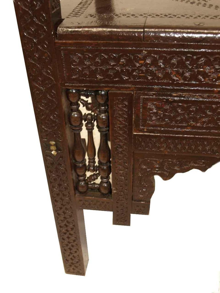Carved Moroccan Corner Chair For Sale at 1stDibs