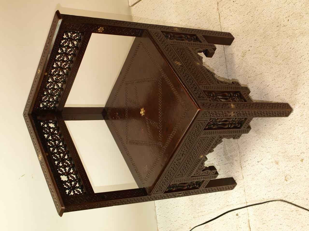 Carved Moroccan Corner Chair For Sale at 1stDibs