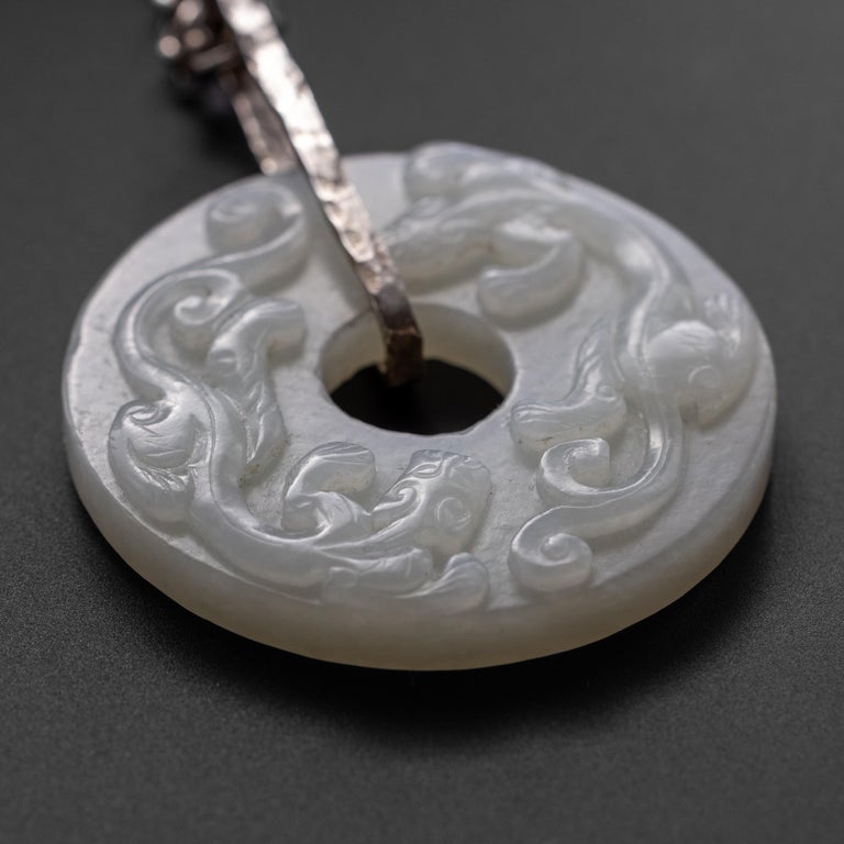 Carved Nephrite Disk Late Ming Certified For Sale at 1stDibs