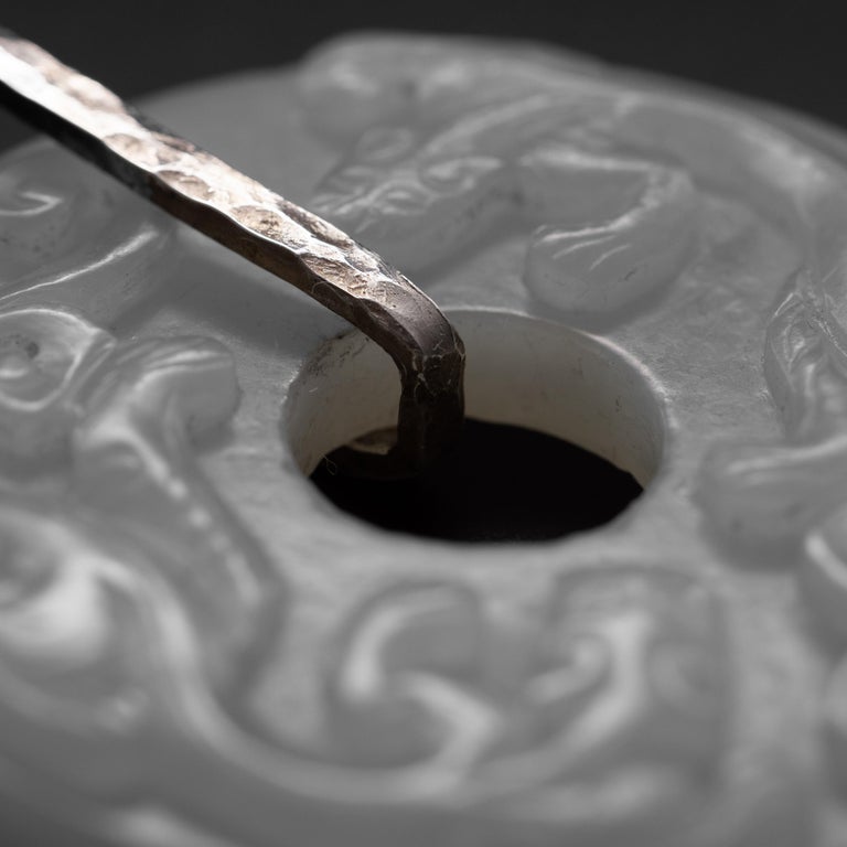 Carved Nephrite Disk Late Ming Certified For Sale at 1stDibs