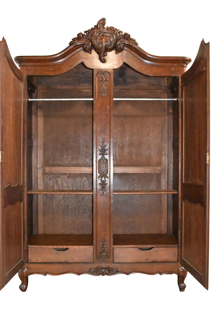 Carved Oak Armoire, circa 1885 For Sale at 1stDibs