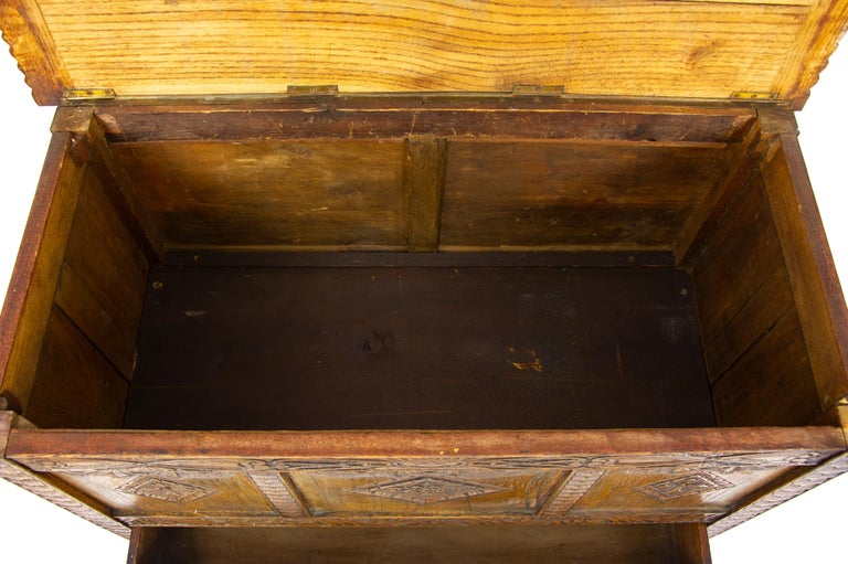 Carved Oak Chest, Oak Blanket Box, Carved Trunk, Oak Coffer, Chest ...