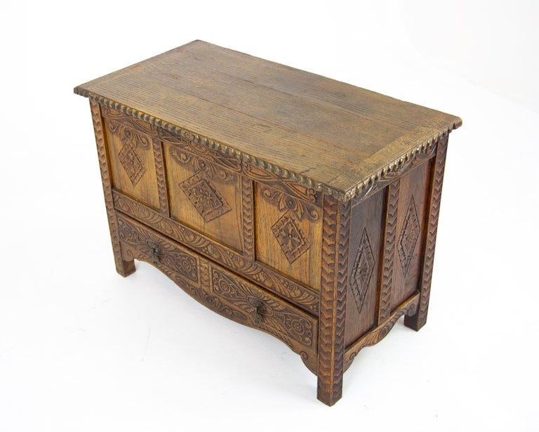 Carved Oak Chest, Oak Blanket Box, Carved Trunk, Oak Coffer, Chest ...