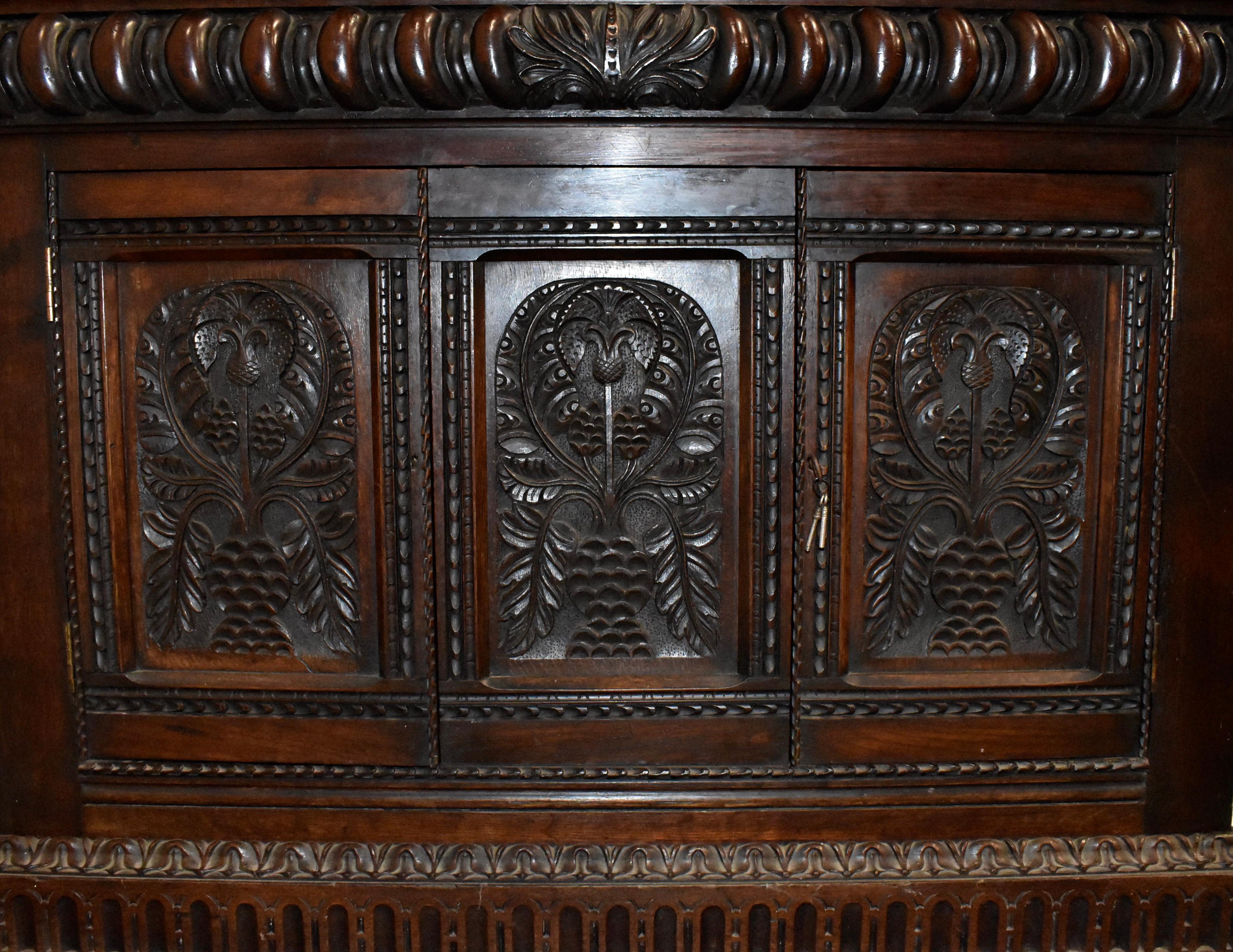 Carved Oak English Sideboard, circa 1900 For Sale at 1stDibs