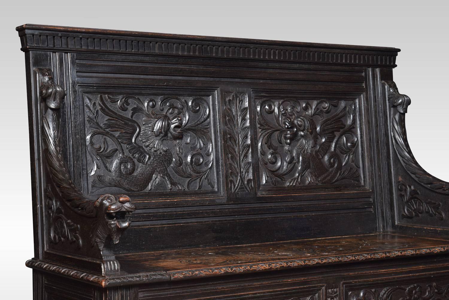 Carved Oak Hall Settle For Sale at 1stDibs