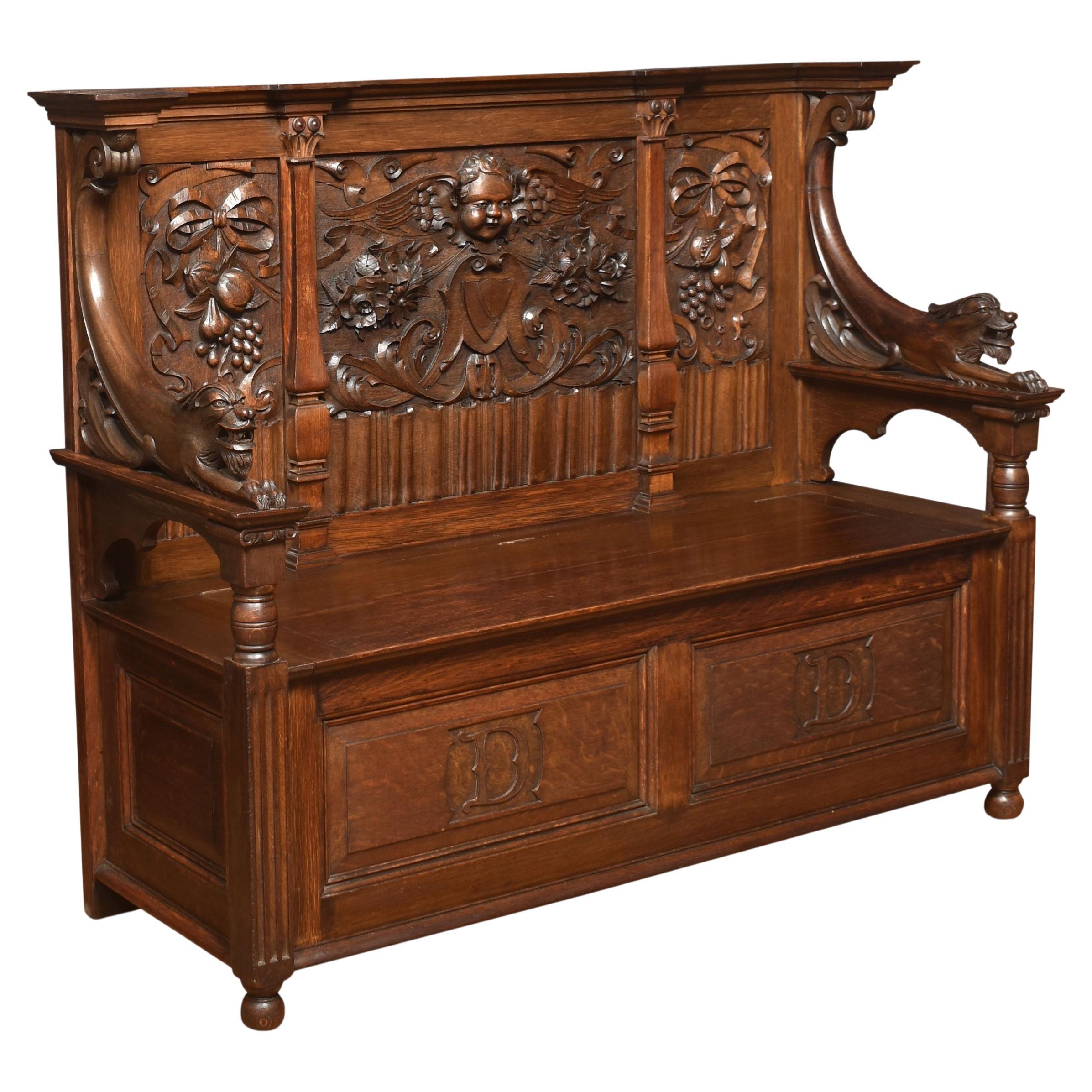 Fine English Oak Pub Settle with Tankard Table at 1stDibs