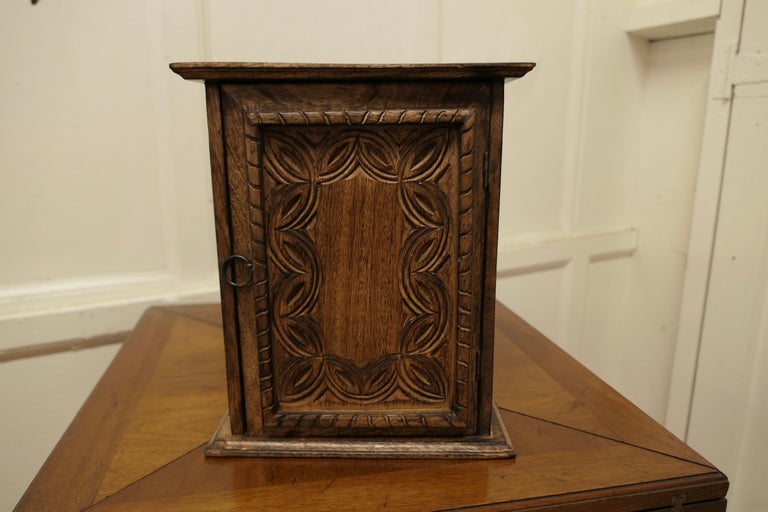 Carved Oak Key Cupboard at 1stDibs