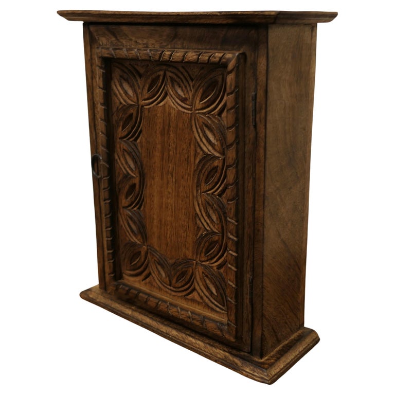 Carved Oak Key Cupboard at 1stDibs