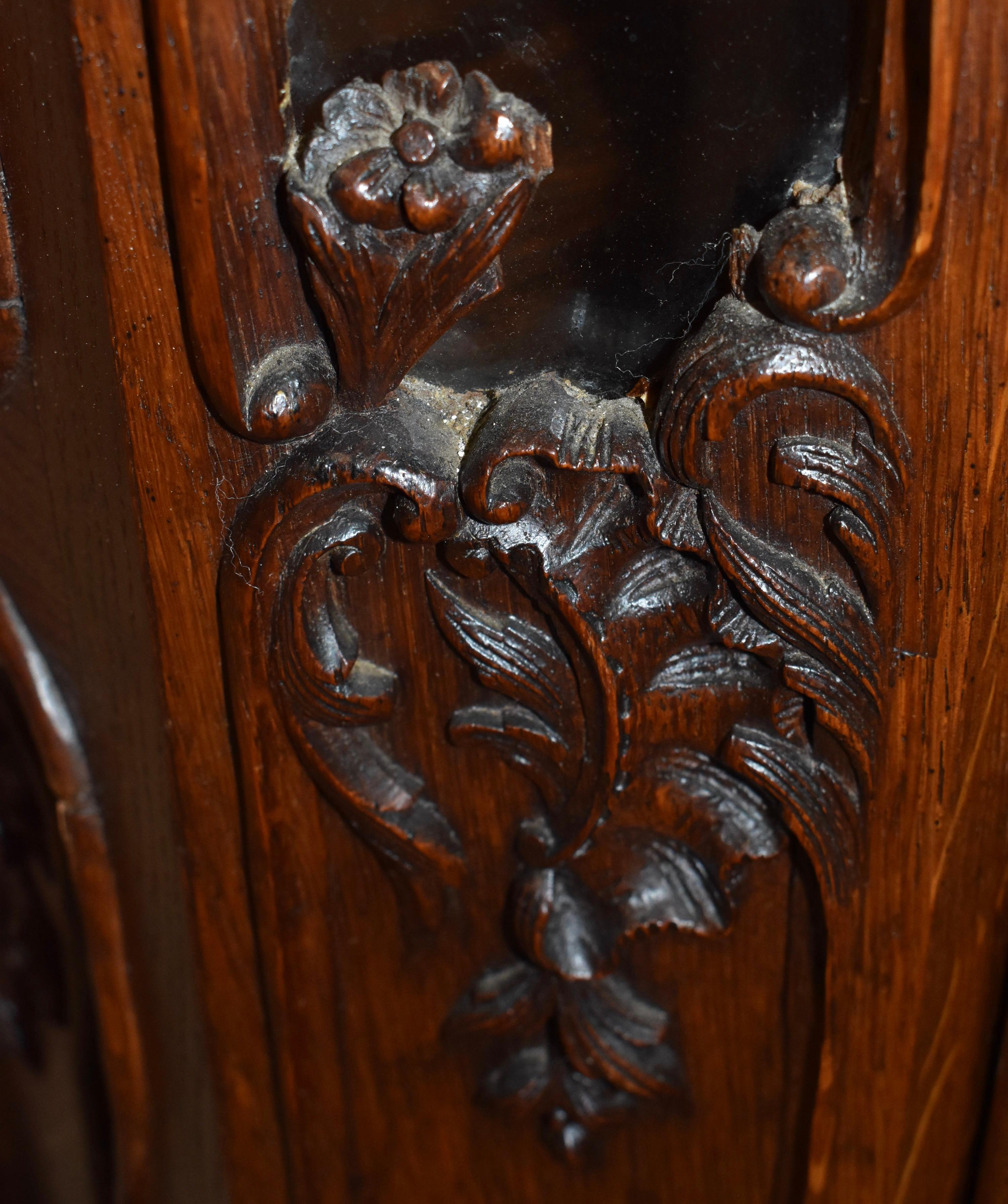 Carved Oak Louis XV Three Door Breakfront Vitrine, circa 1885 For Sale ...