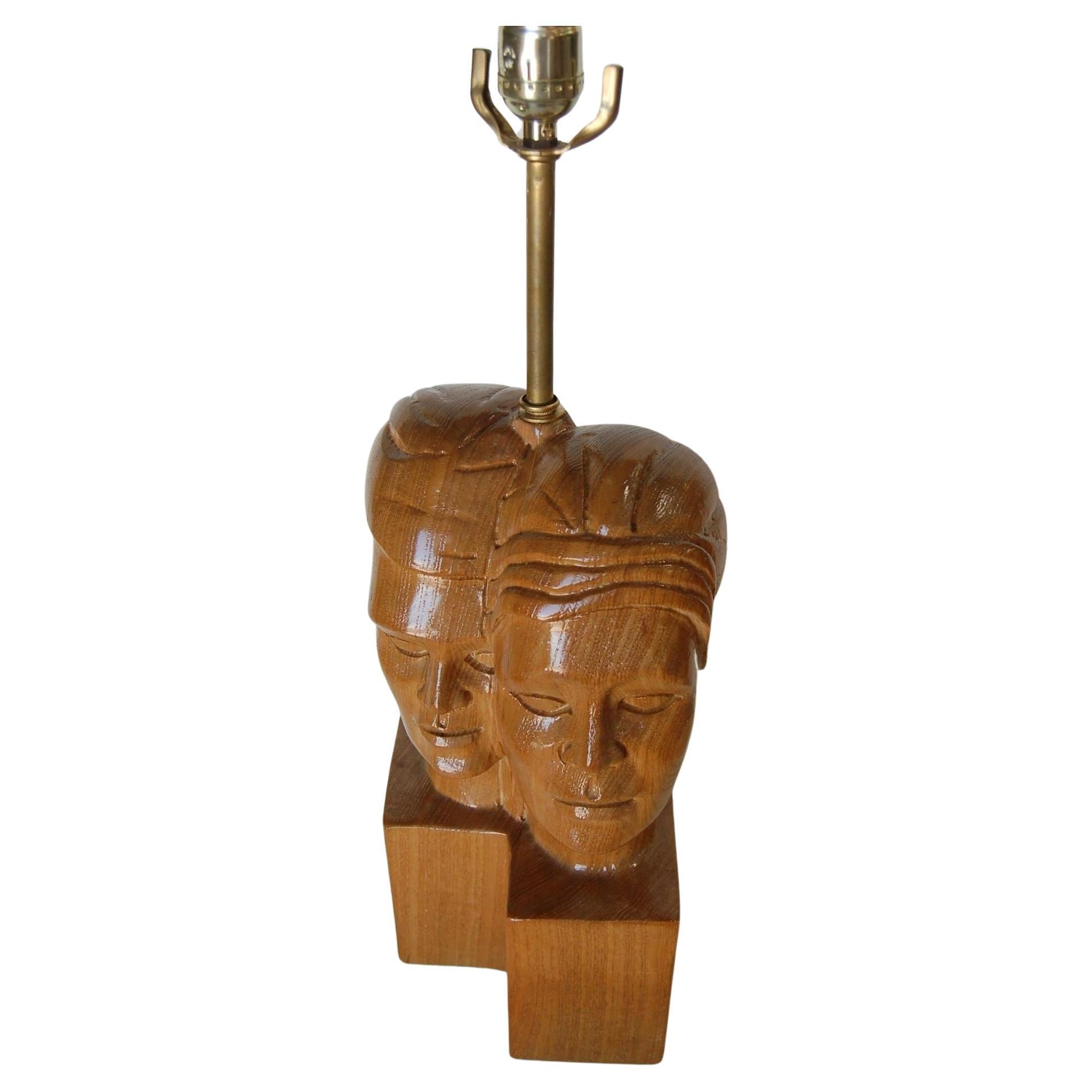 Heifetz Style Hand-Carved Male Figural Table Lamp at 1stDibs