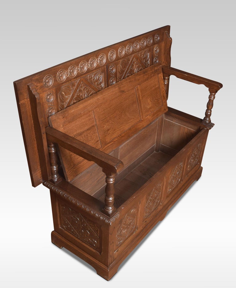 Carved Oak Monk’s Bench or Hall Bench at 1stDibs