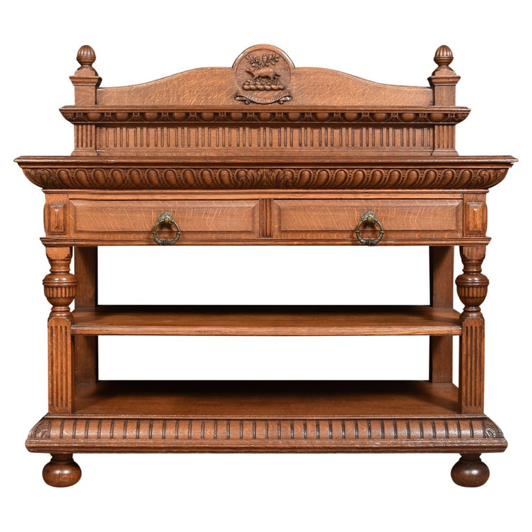 Carved Oak Serving Table For Sale at 1stDibs