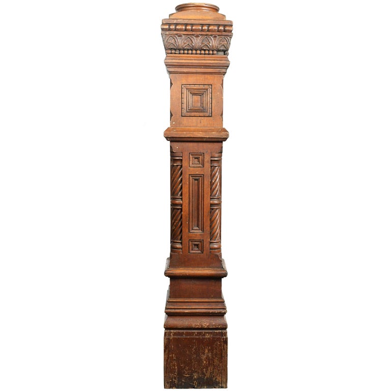 Carved Oak Victorian Newel Post at 1stDibs