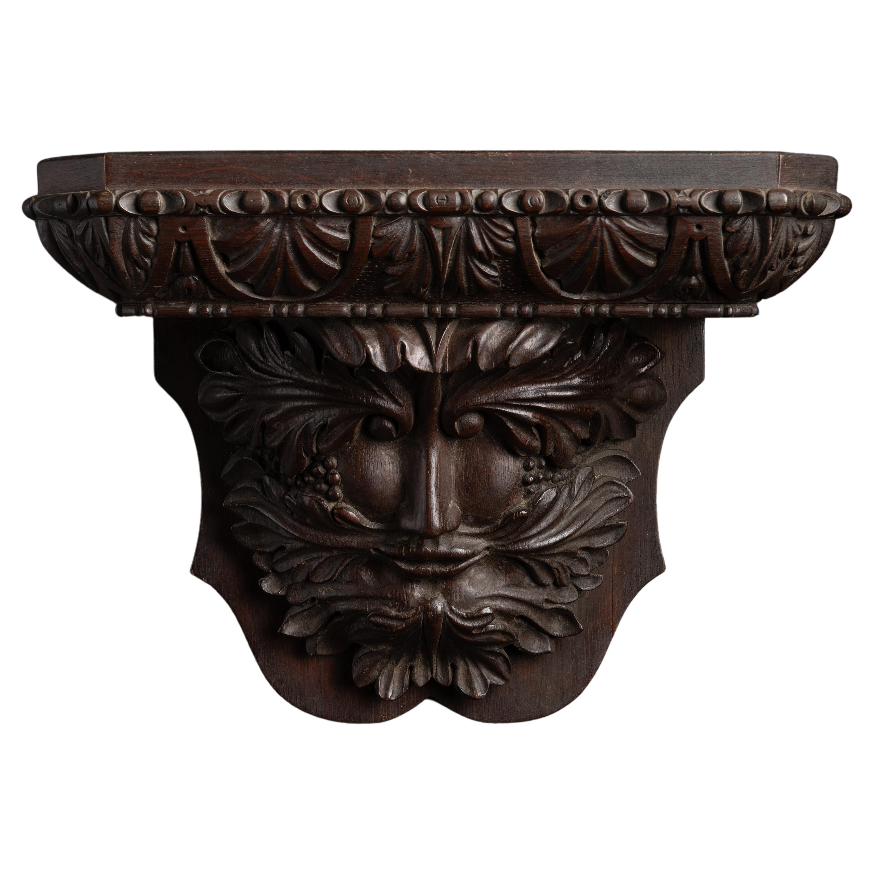 Carved Oak Wall Shelf, England circa 1870 For Sale at 1stDibs