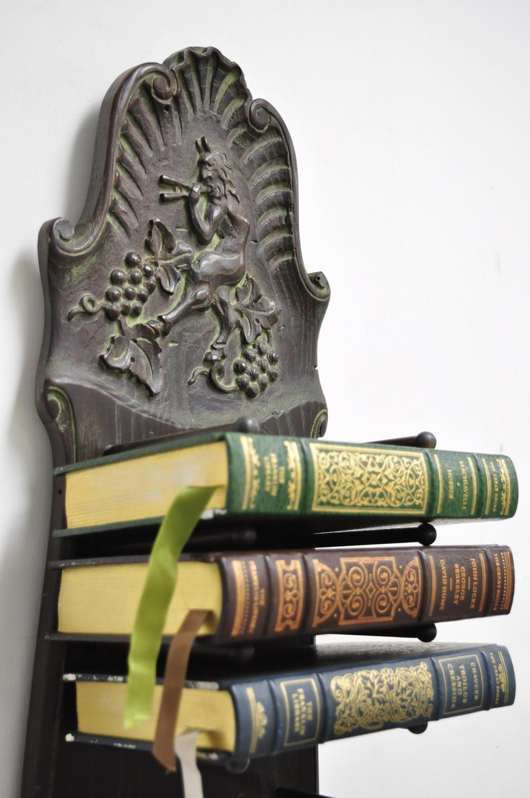 Carved Oakwood Mythical Fantasy Style Hanging Bookshelf Plate Holder ...