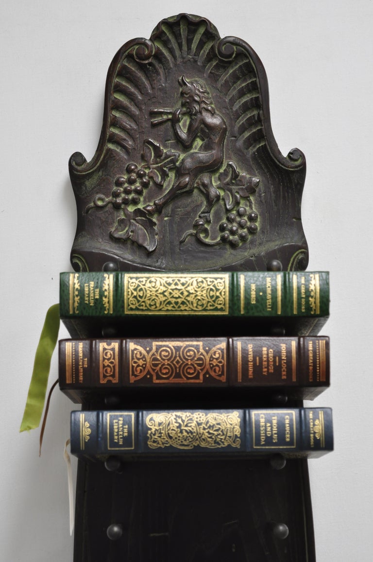 Carved Oakwood Mythical Fantasy Style Hanging Bookshelf Plate Holder ...