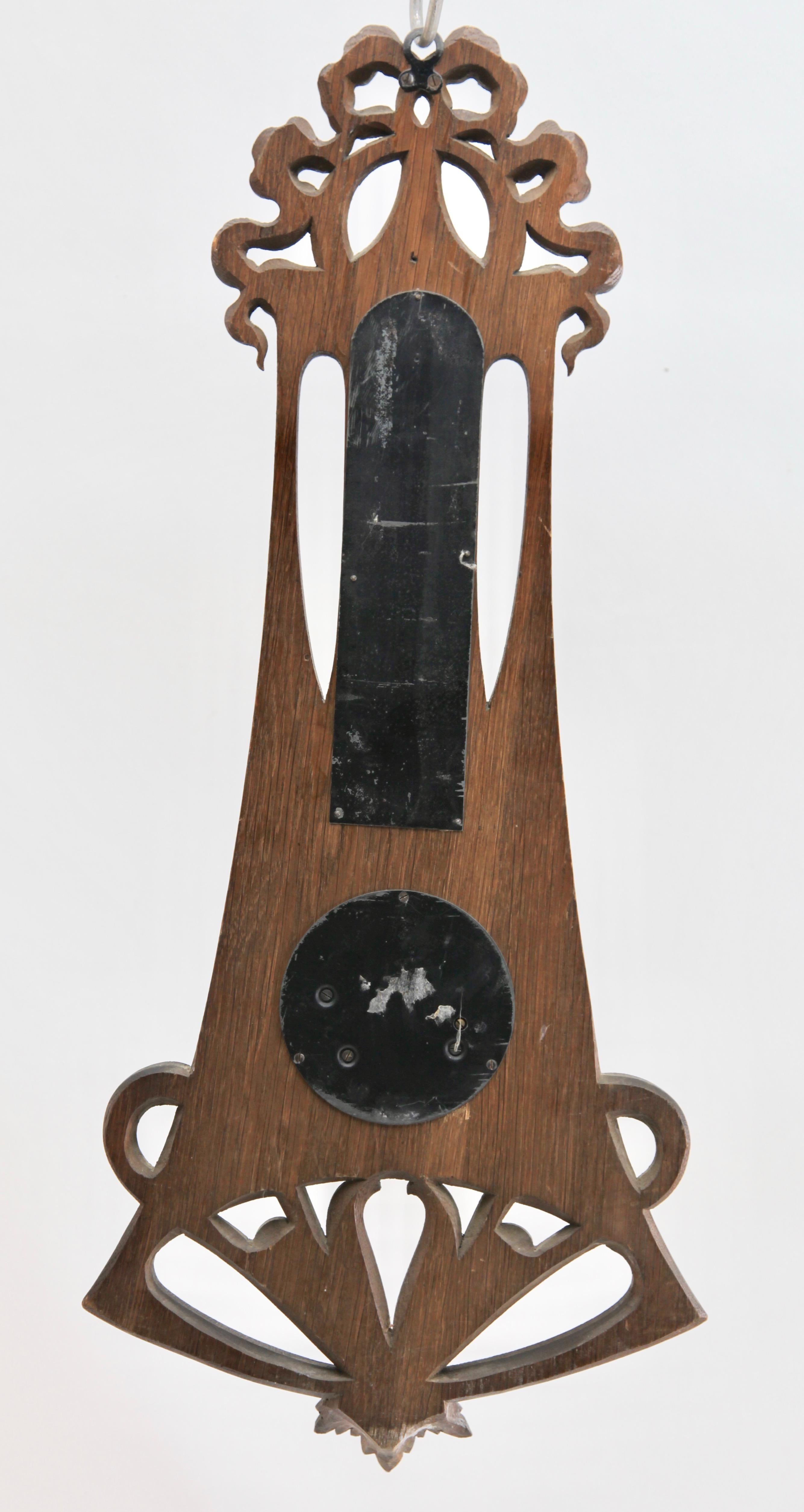 Carved Oakwood Antique French Barometer with Thermometer, 1910s For ...