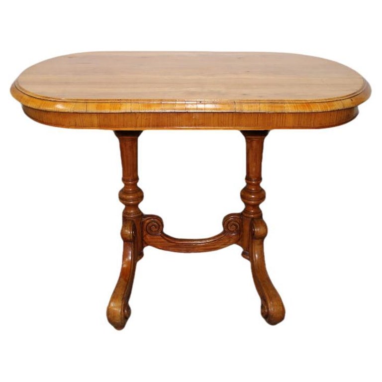 Carved Oblong Table w/ Hand Carved Turned Base For Sale at 1stDibs