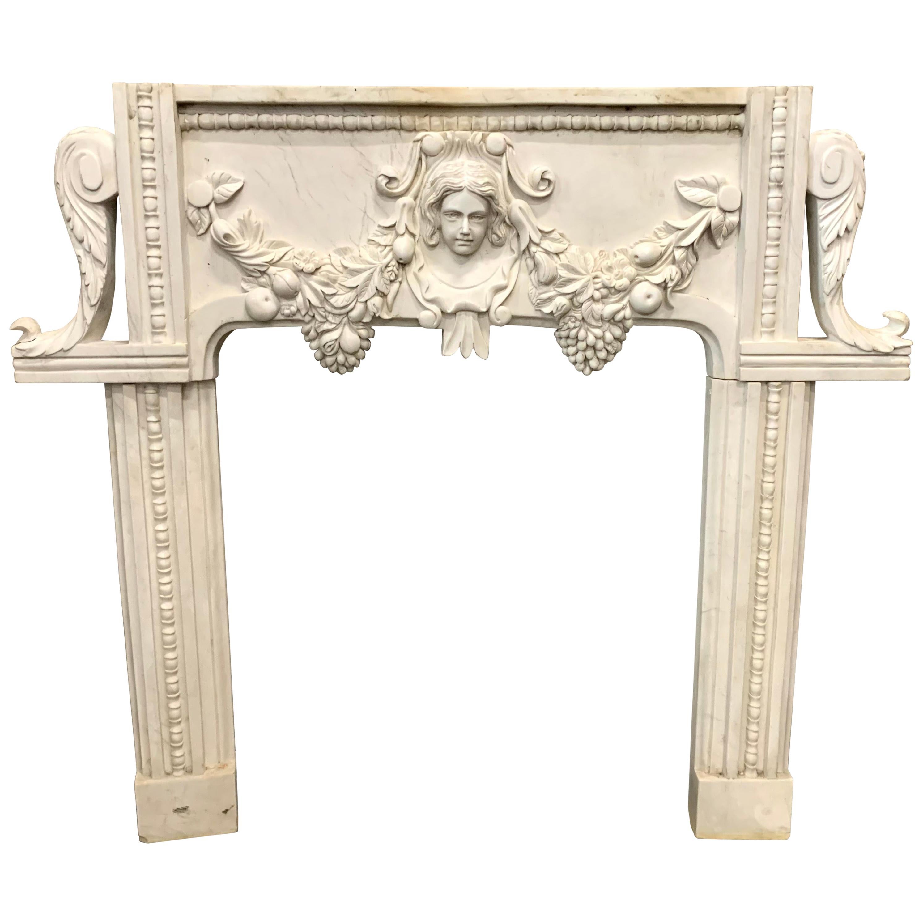 19th Century Highly Carved Oak French Renaissance Revival Mantle Fire ...