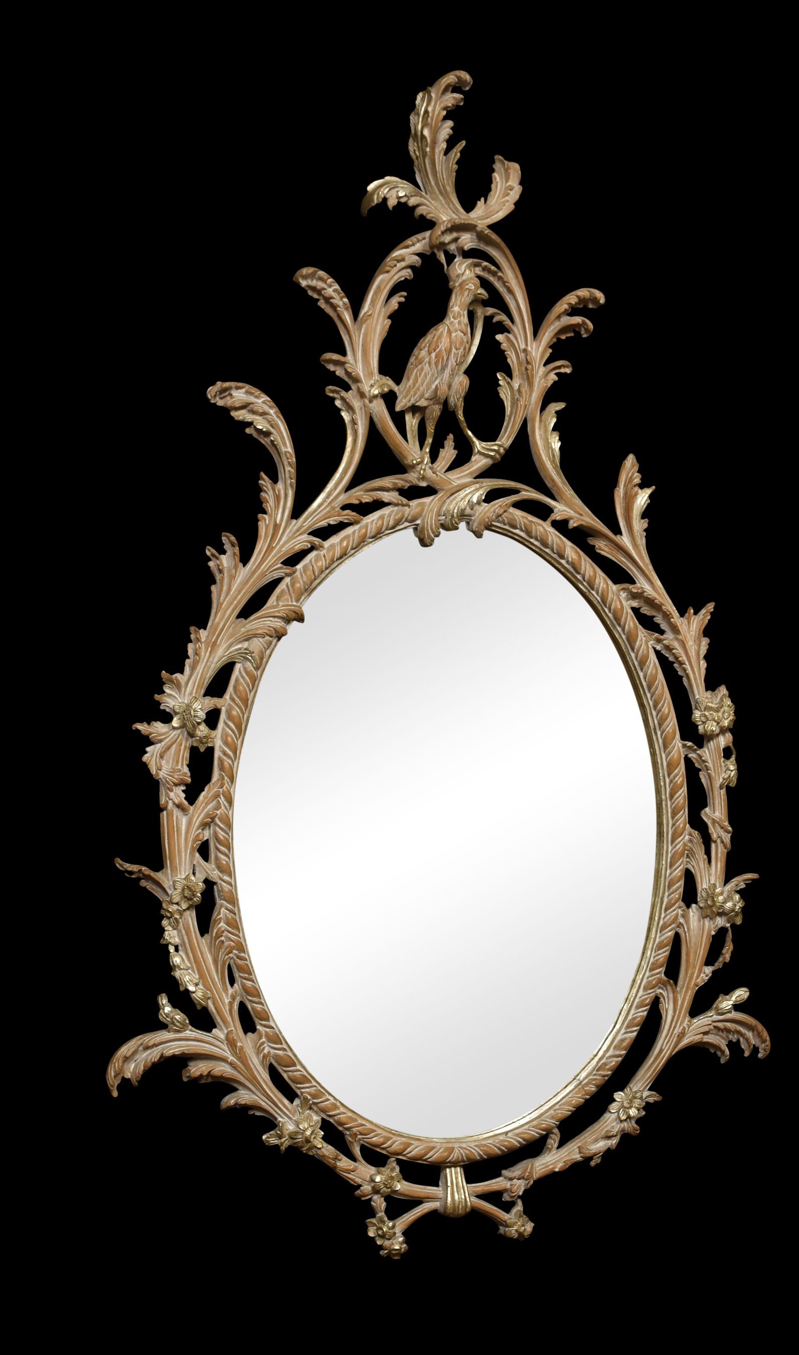 Carved Oval Wall Mirror For Sale at 1stDibs