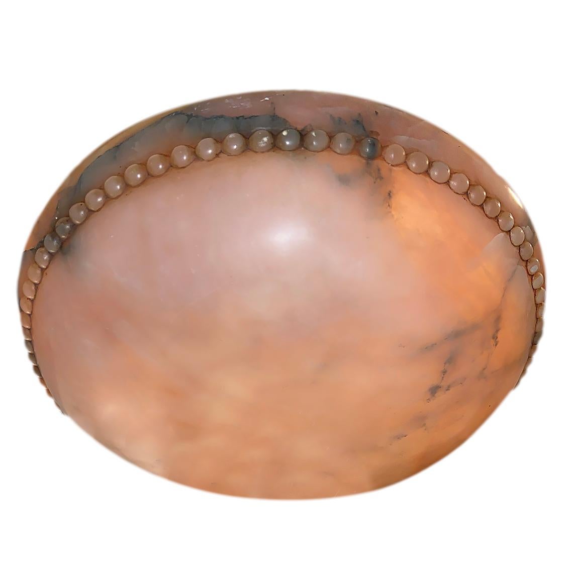 Carved Pale Pink Alabaster Light Fixture at 1stDibs